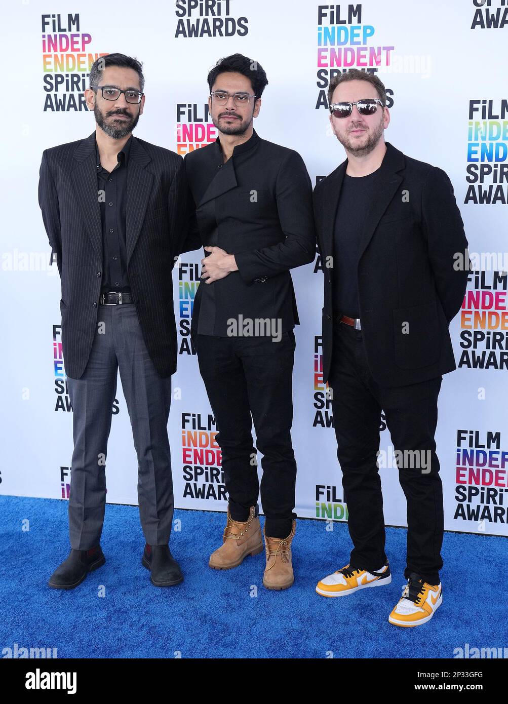 Santa Monica, USA. 4th Mar 2023. Aman Mann, Shaunak Sen, and Teddy Leifer arrive at the 2023 ...