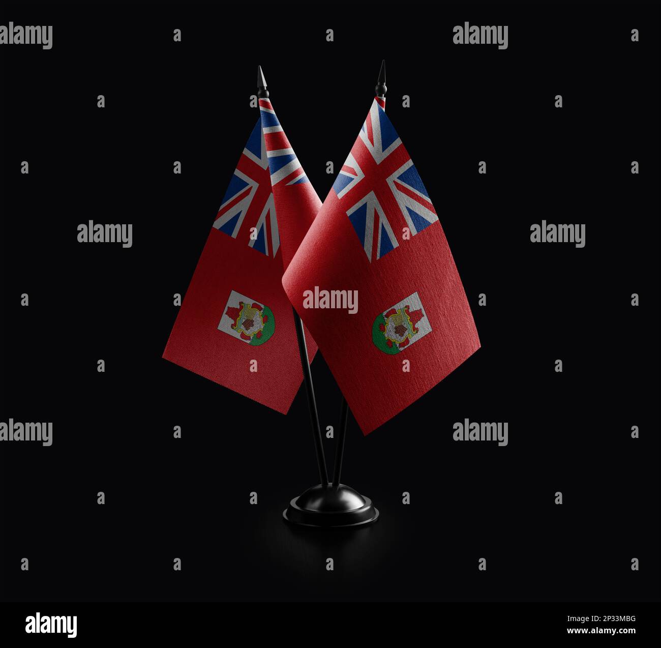 Small national flags of the Bermuda on a black background Stock Photo ...