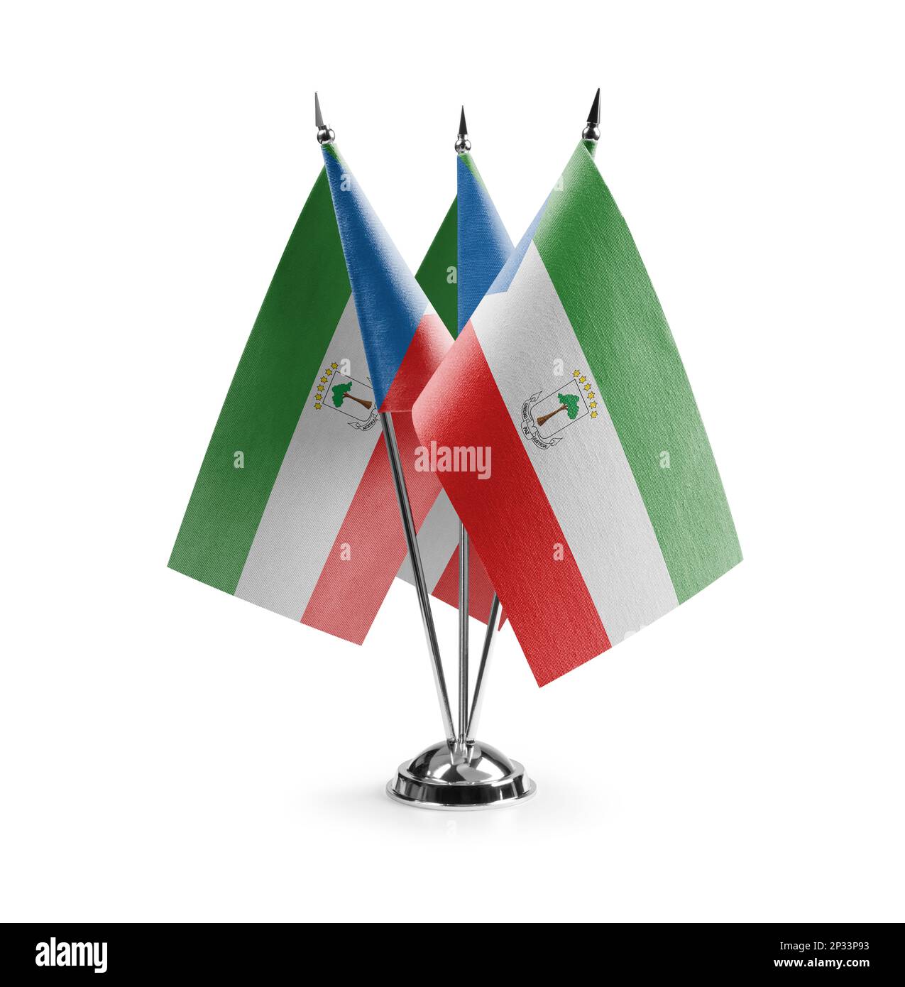 Small national flags of the Equatorial Guinea on a white background ...