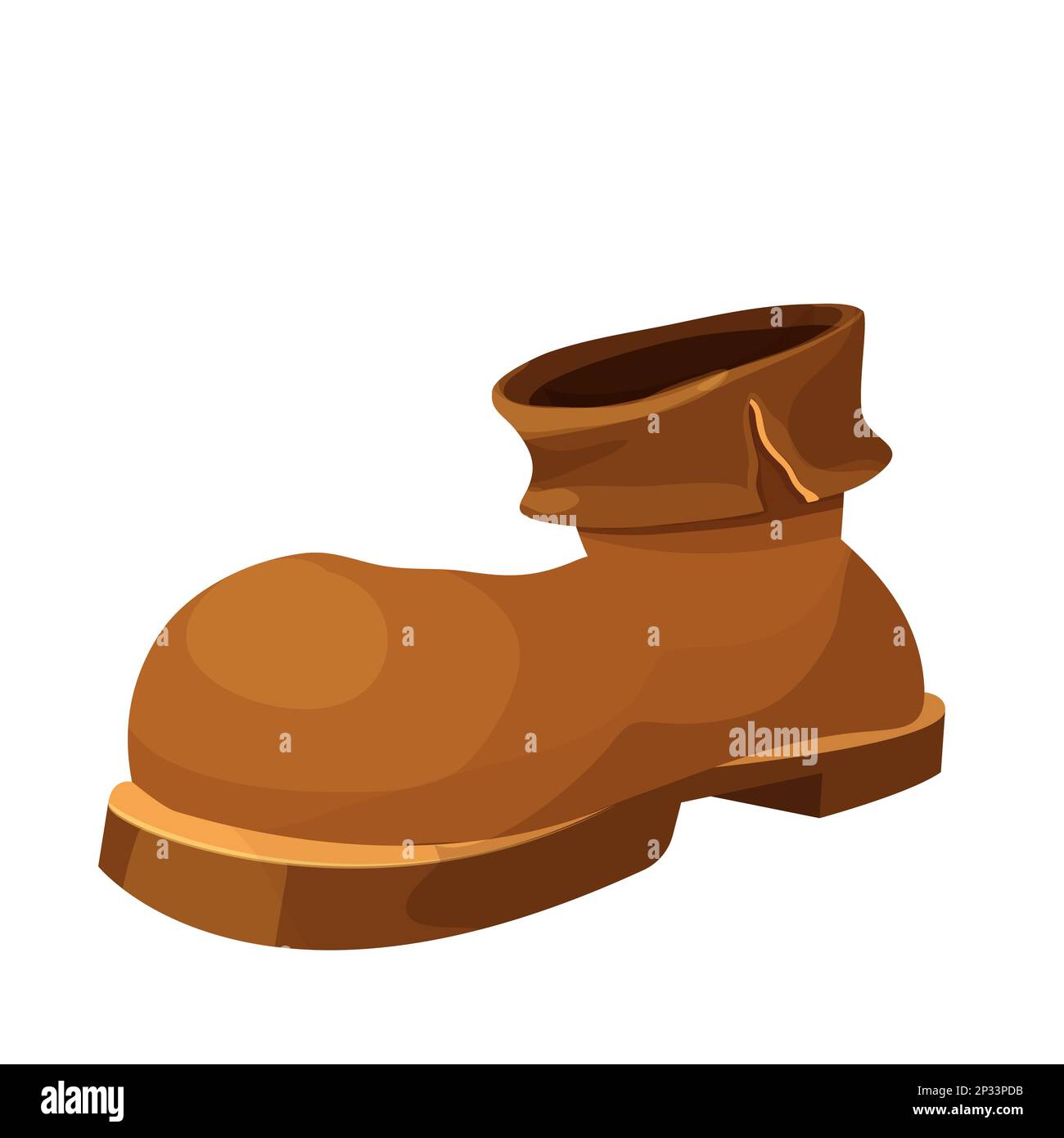 Brown leather walking boot one in cartoon style isolated on white ...