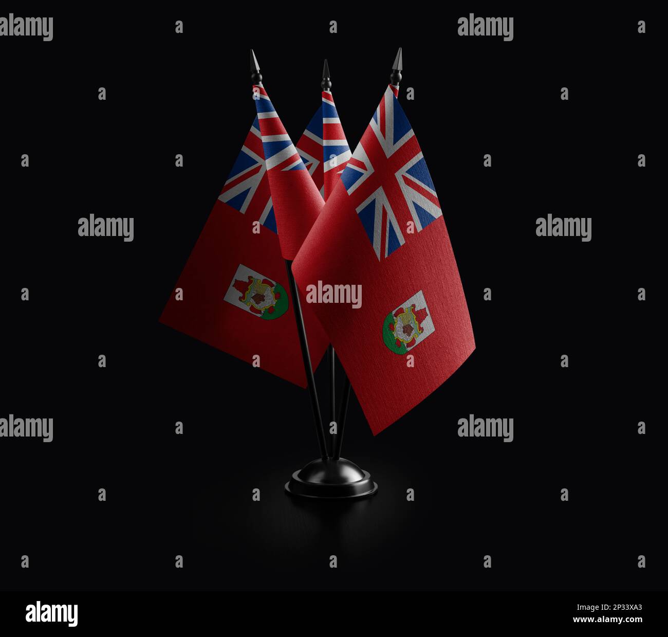 Small national flags of the Bermuda on a black background Stock Photo ...
