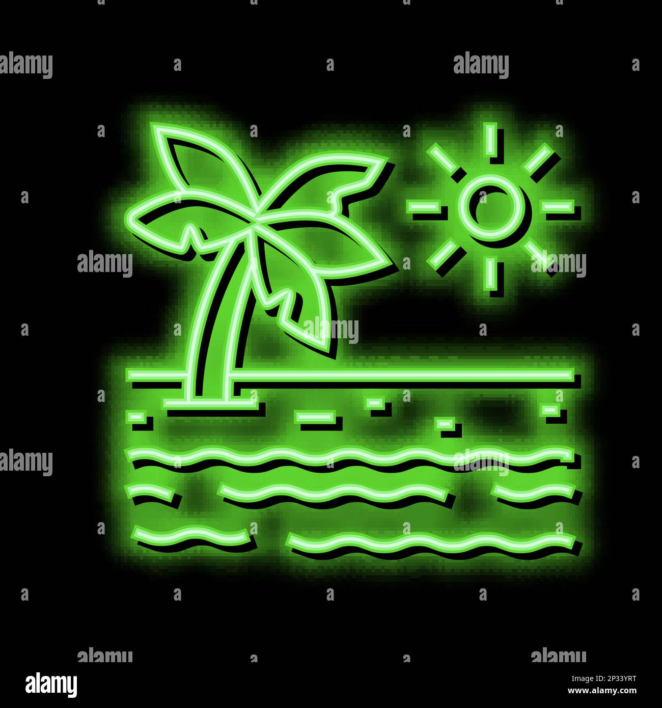tropical beach summer neon glow icon illustration Stock Vector Image ...