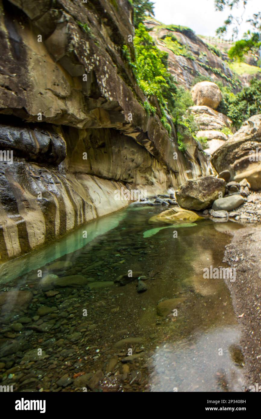A deep clear pool in the Tugela Gorge, in Royal Natal, National Park ...