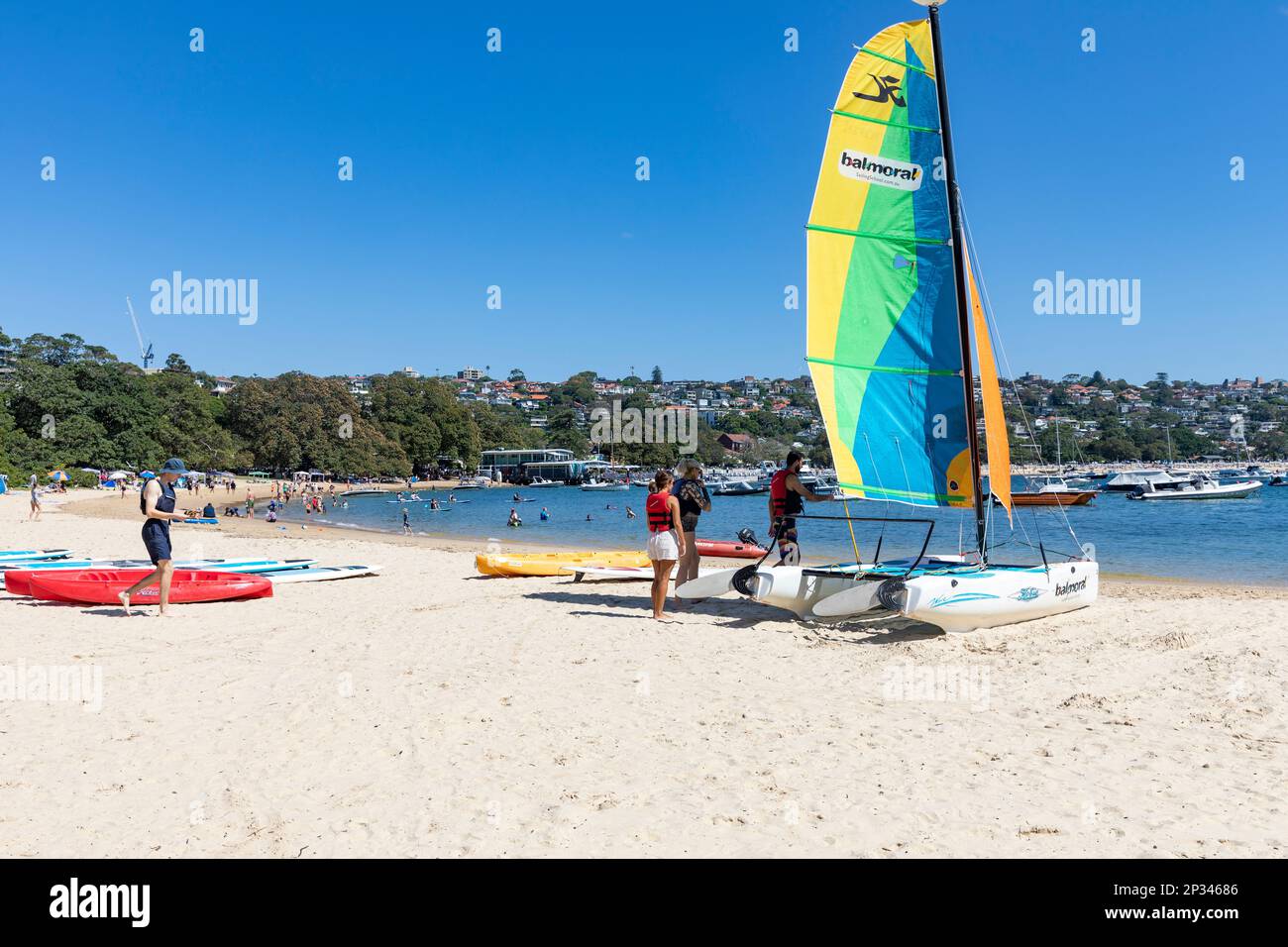 Balmoral Beach Sydney, balmoral sailing club and hobie catamaran with ...