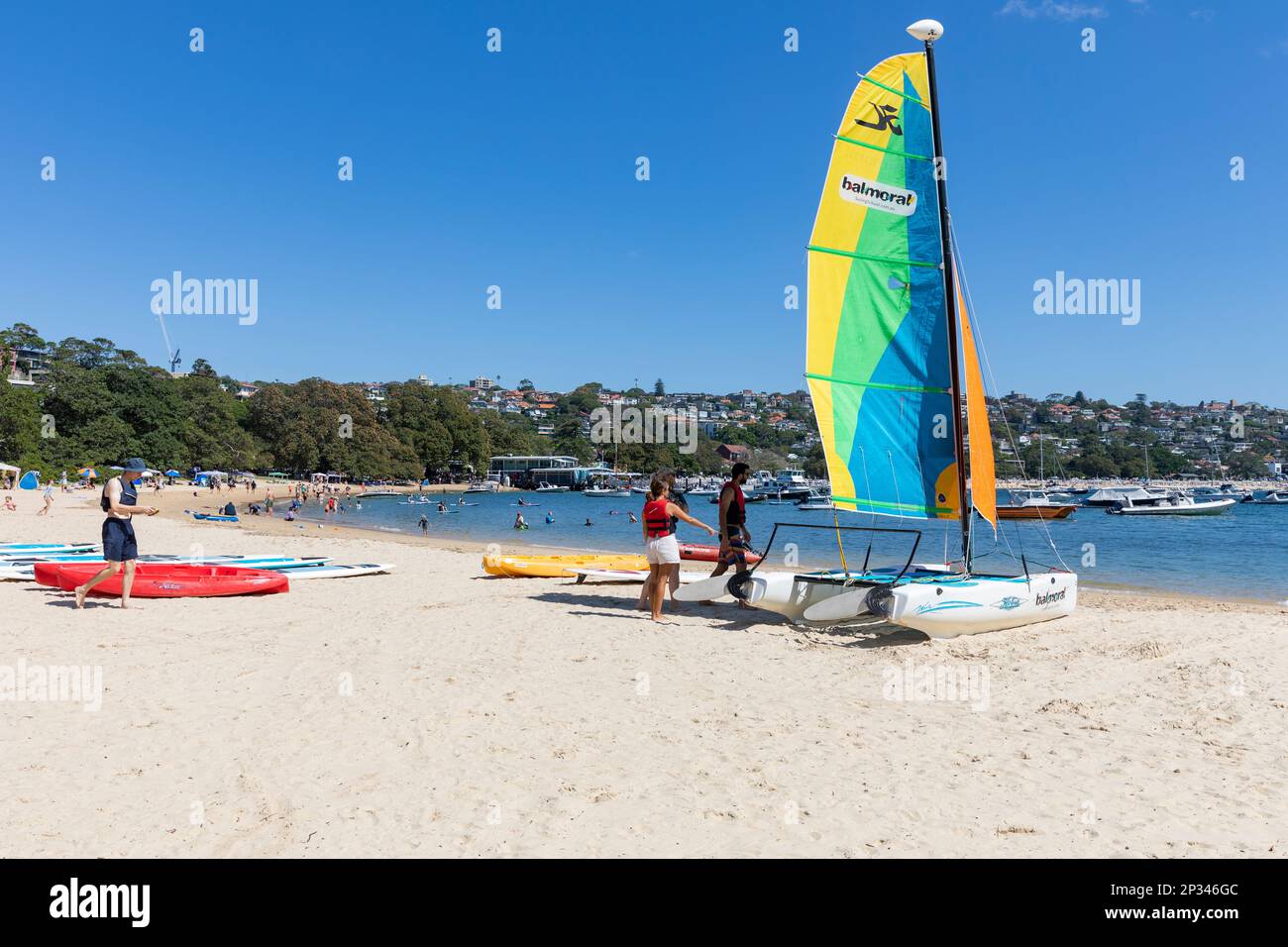 Balmoral Beach Sydney, balmoral sailing club and hobie catamaran with ...