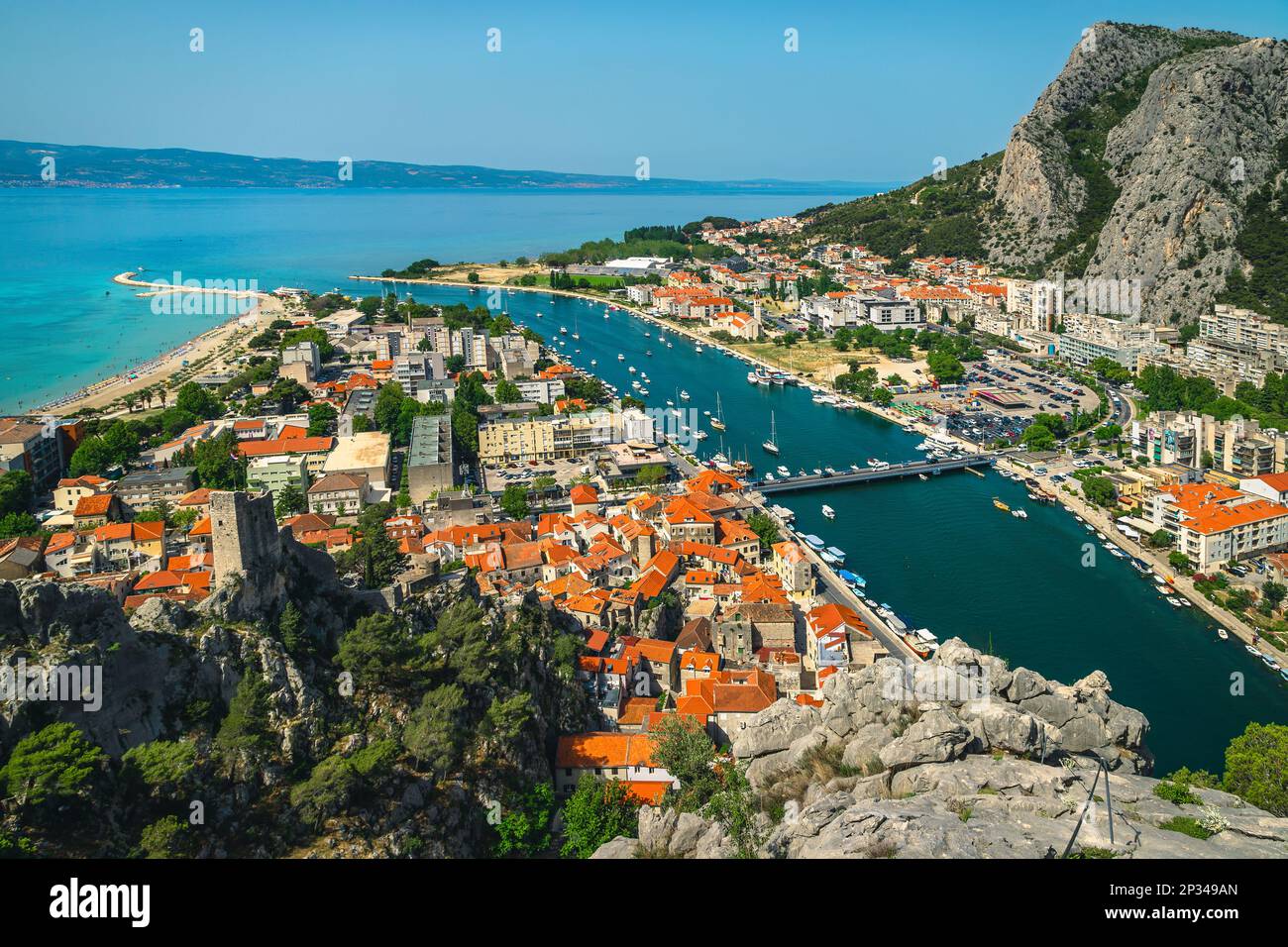 Stunning view with Adriatic sea and majestic Cetina river from the ...