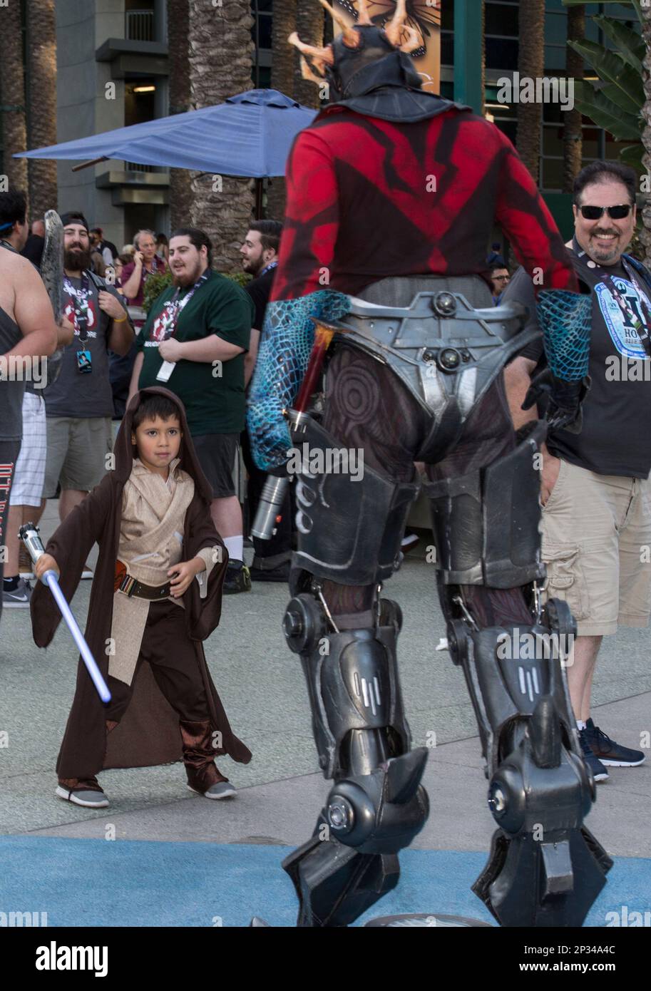 Star Wars' fan Tyler Feustel, 6, of Concord California, prepares to do ...