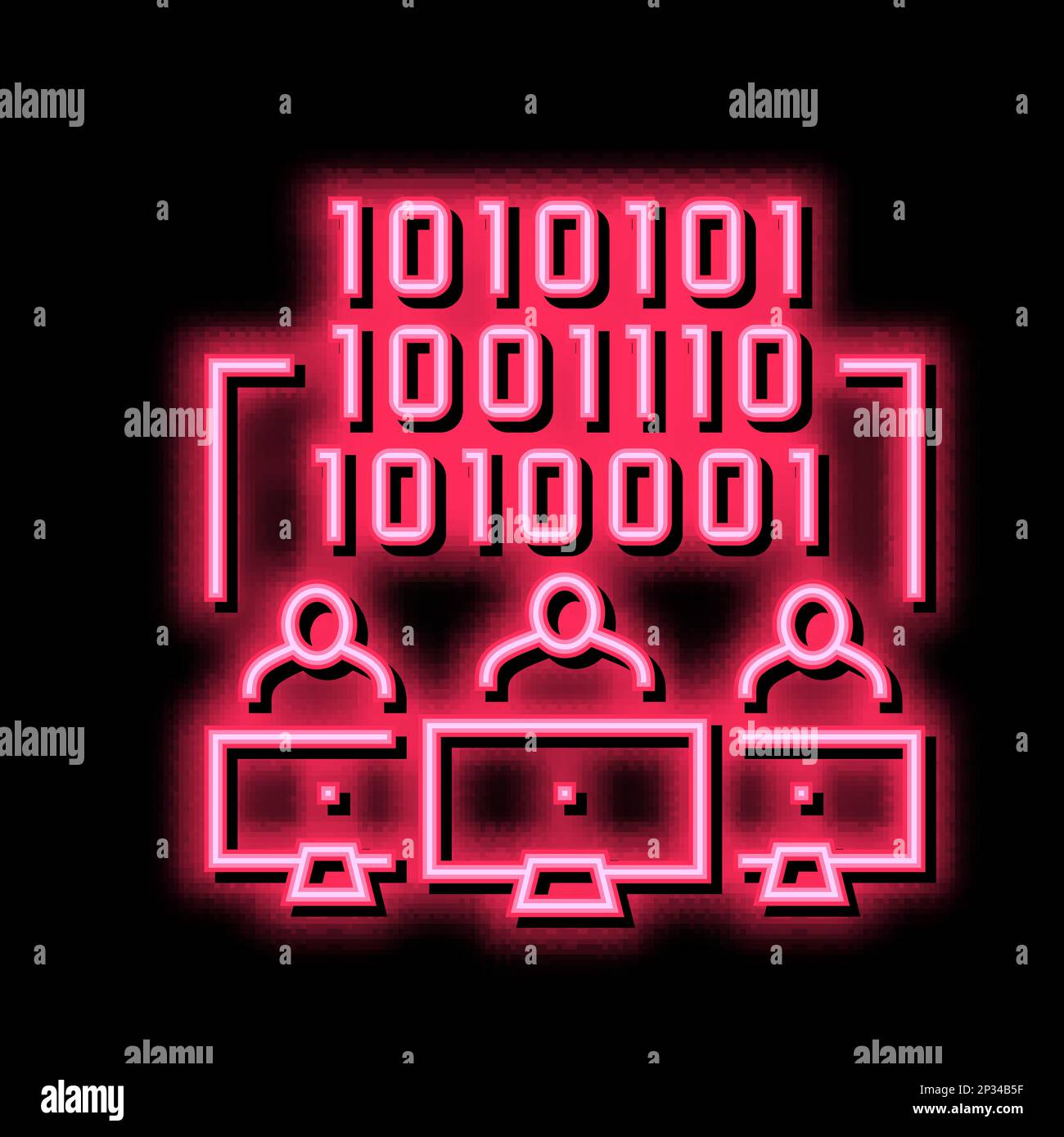 coding teamwork neon glow icon illustration Stock Vector Image & Art ...