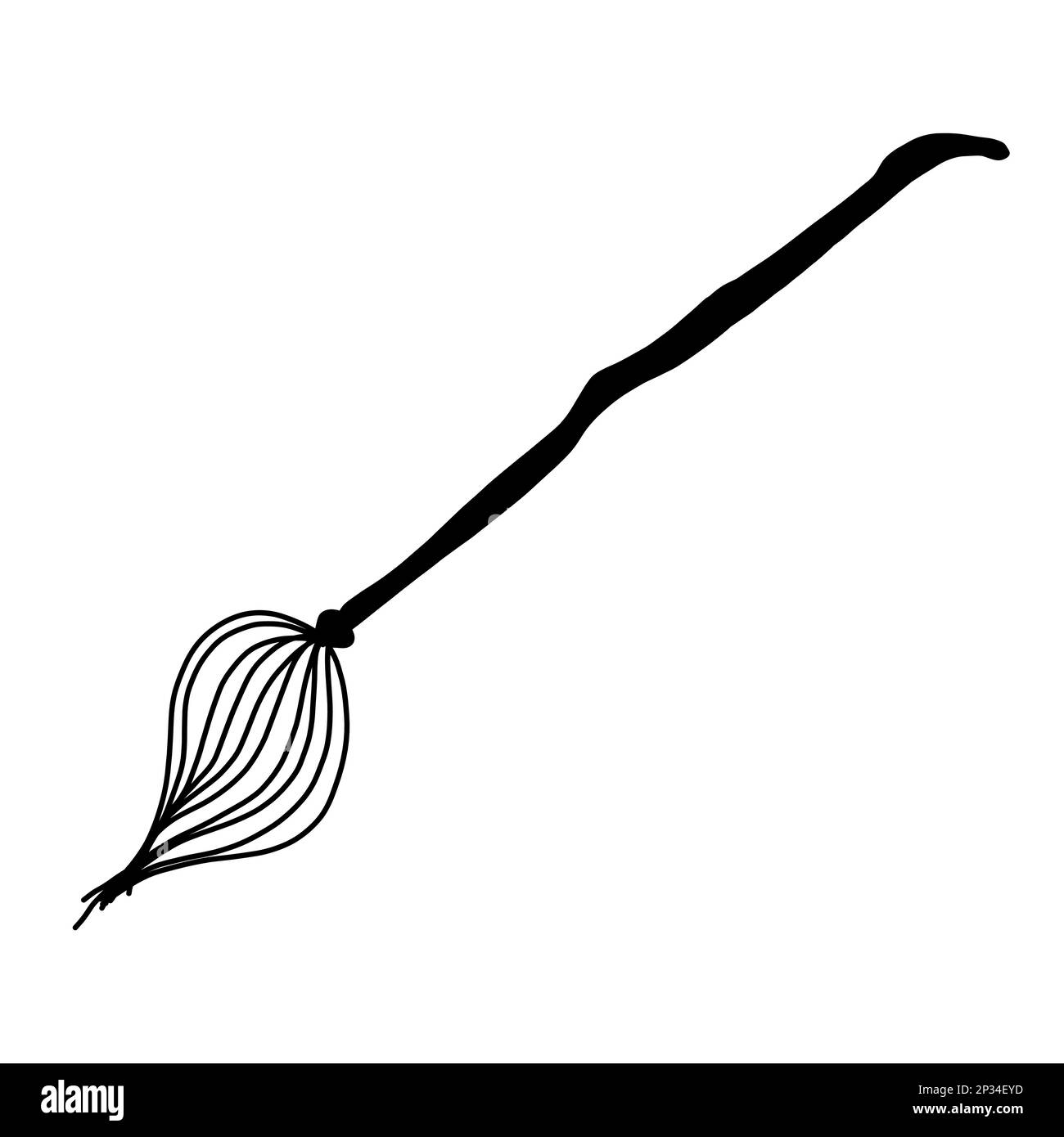 Cartoon Witch Broom Halloween Magic Broom Vector Illustration In Cartoon Doodle Style Isolated