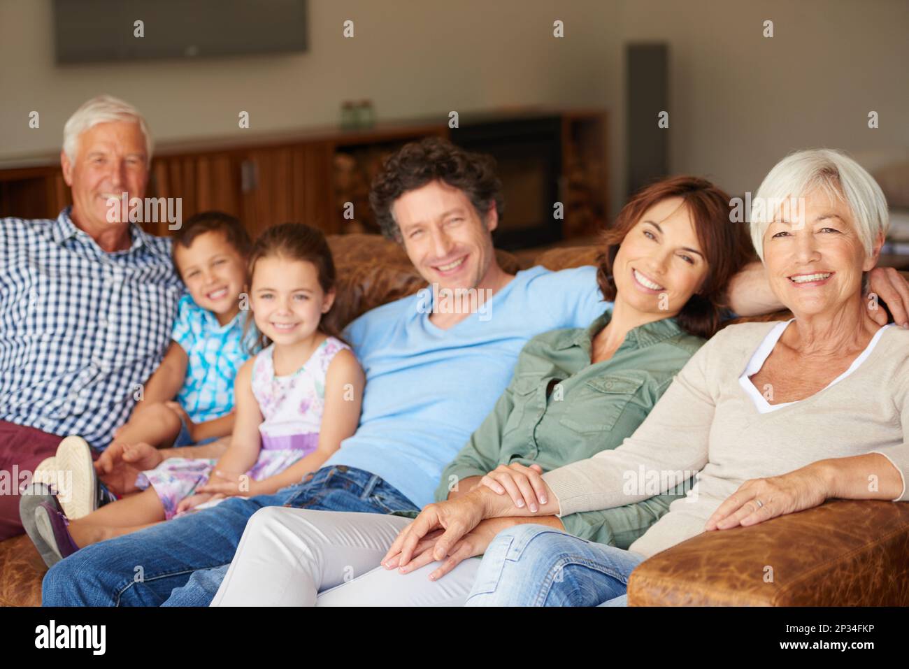 Carefree time as one big, happy family. a happy multi-generational ...