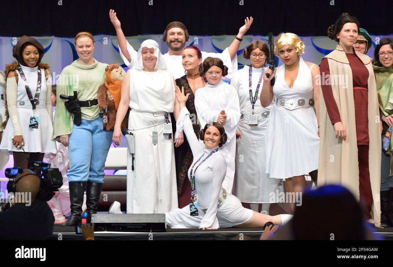 A Star Wars fans that dressed as Princess Leia were invited on stage ...