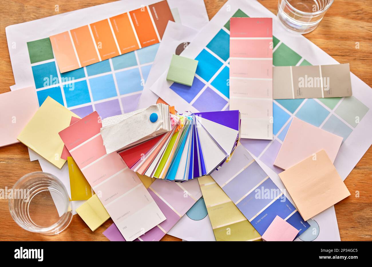 Color palette paper on table for background in design choice, branding ...