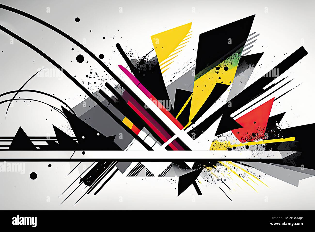 abstract drawing in black and yellow and red tones Stock Photo - Alamy