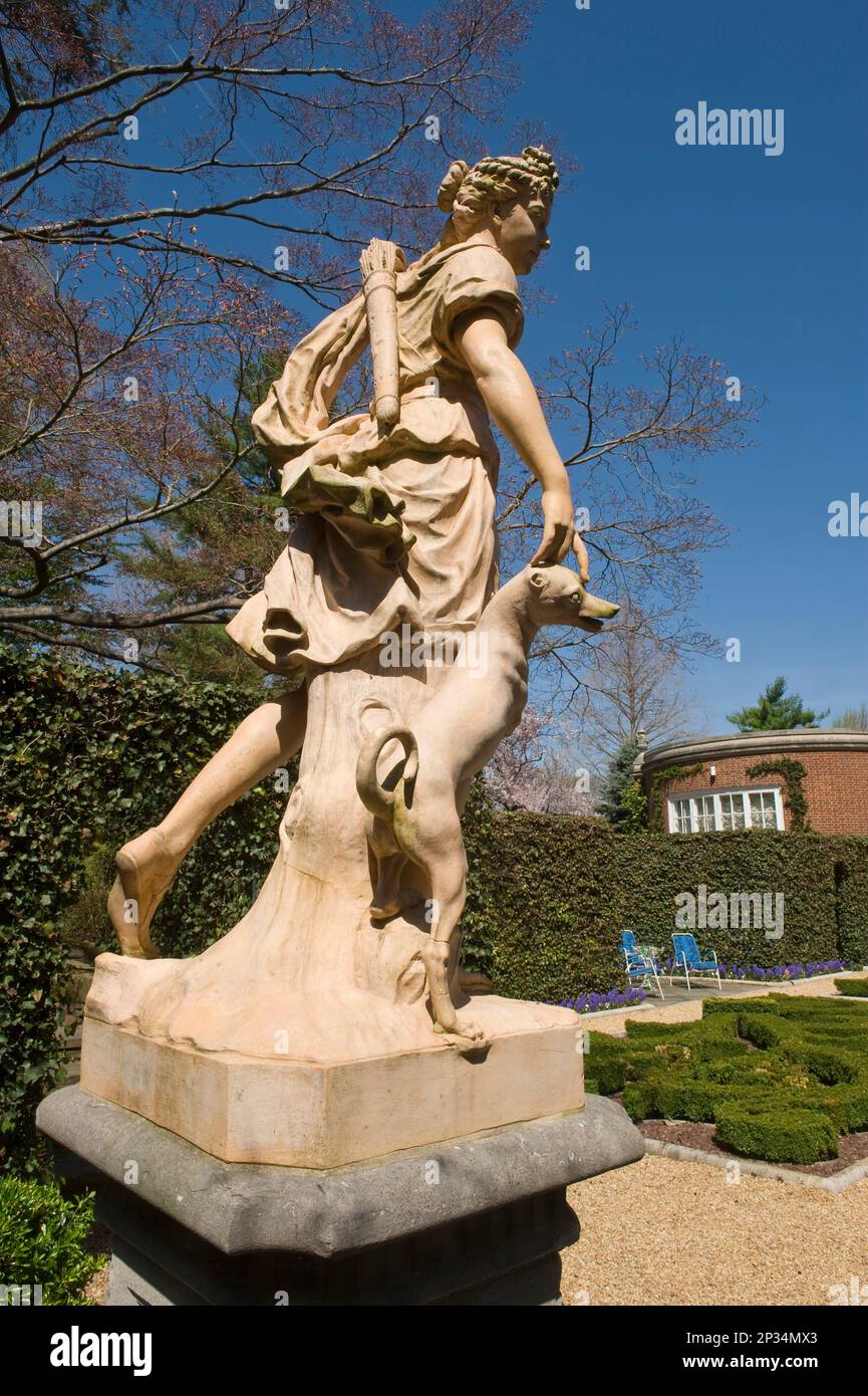 A terra cotta statue of Diana, goddess of the hunt, stands in the ...