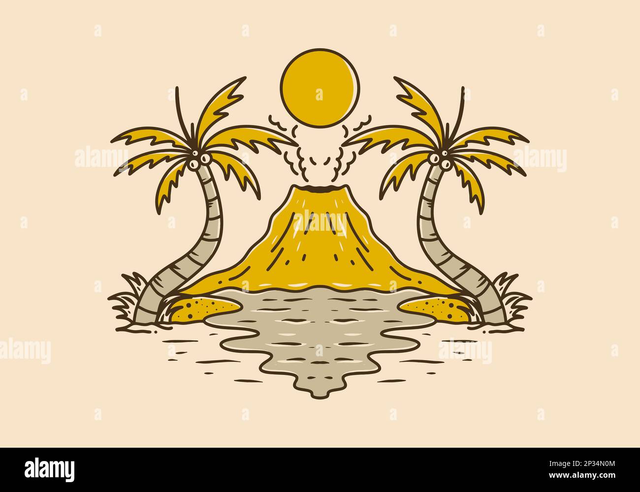 Scene volcano eruption illustration hi-res stock photography and images ...