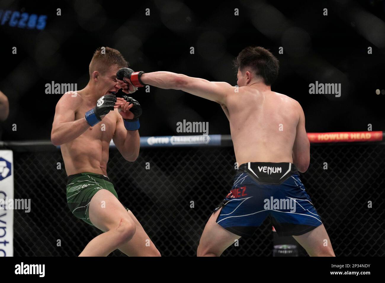 LAS VEGAS, NV - MARCH 4: (R-L) Mana Martinez punches Cameron Saaiman in ...