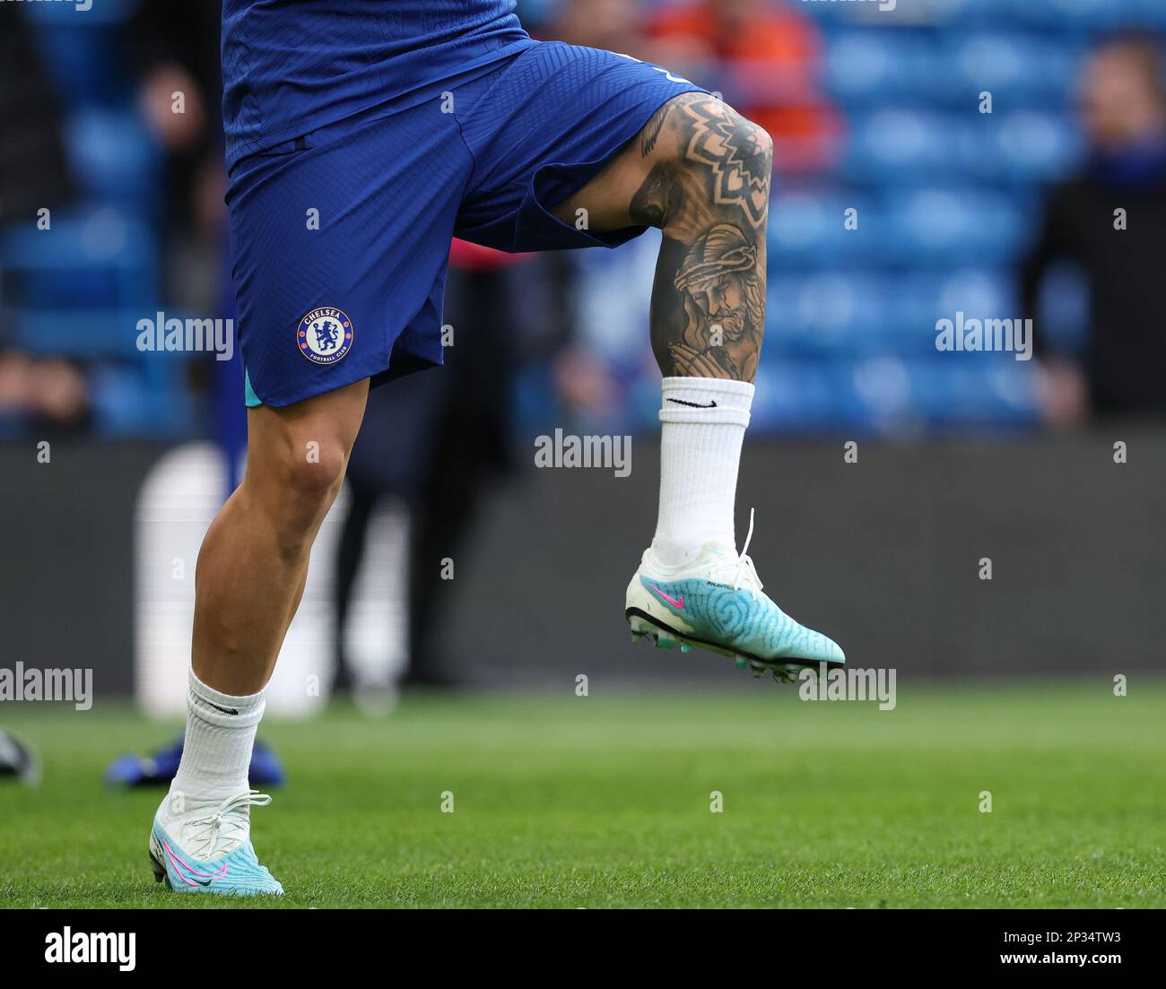London, England, 4th March 2023. A view of the tattoos on Enzo ...