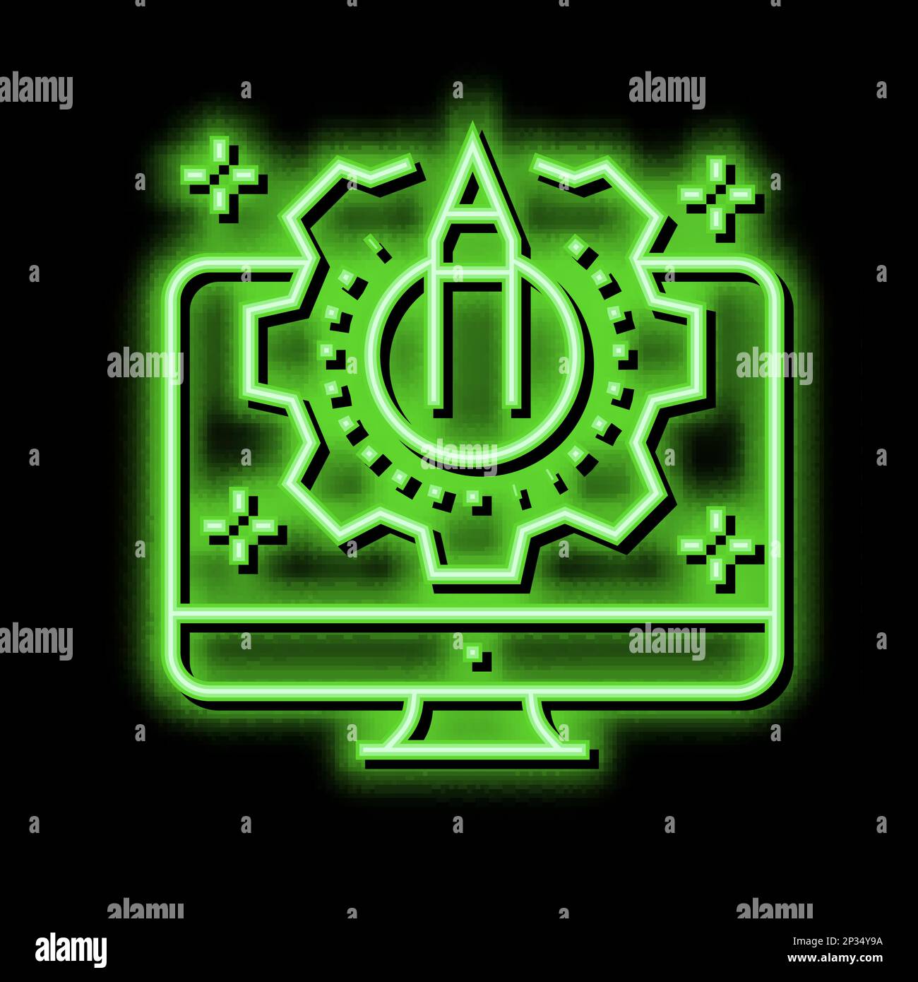 creativity process ugc neon glow icon illustration Stock Vector Image ...