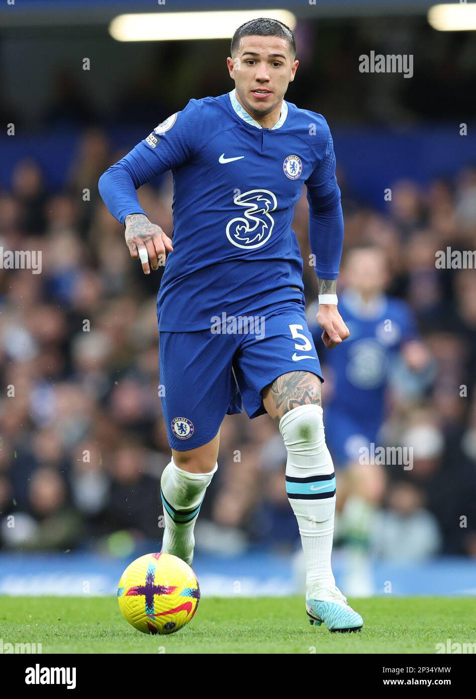 London, England, 4th March 2023. Enzo Fernández of Chelsea during the ...