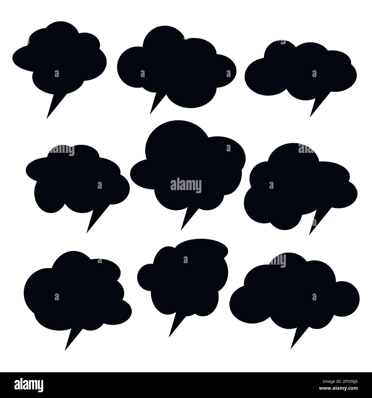 Set of black and white speech bubbles. Cartoon Vector illustration ...