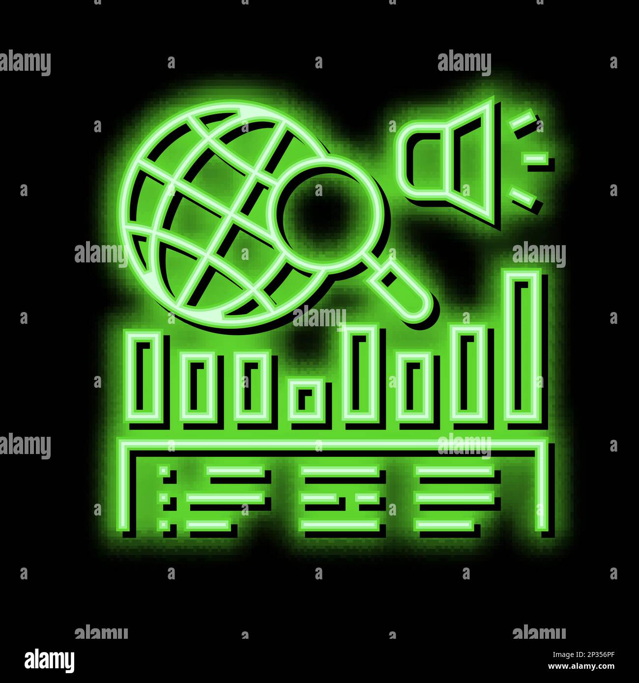 news coverage analysis neon glow icon illustration Stock Vector Image ...