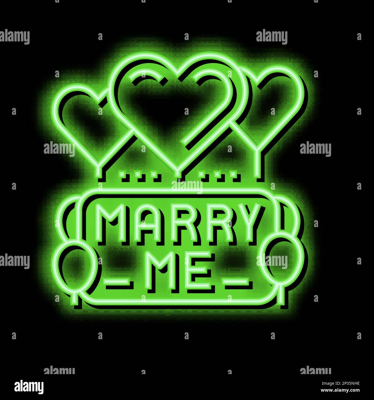 proposal marry me balloons neon glow icon illustration Stock Vector ...