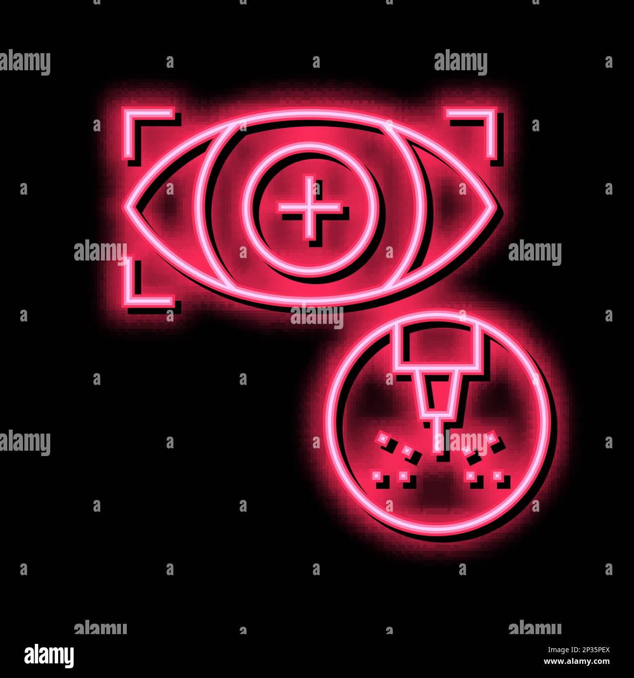 eye vision laser treatment neon glow icon illustration Stock Vector ...