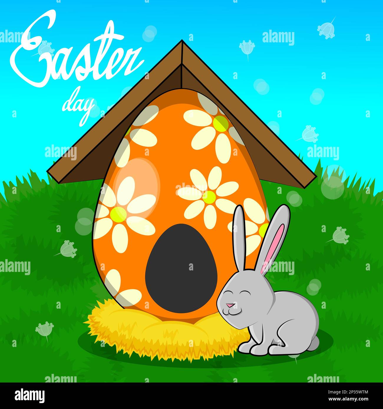 Cute Bunny Made Himself A New House From An Egg For Easter Stock Vector Image And Art Alamy