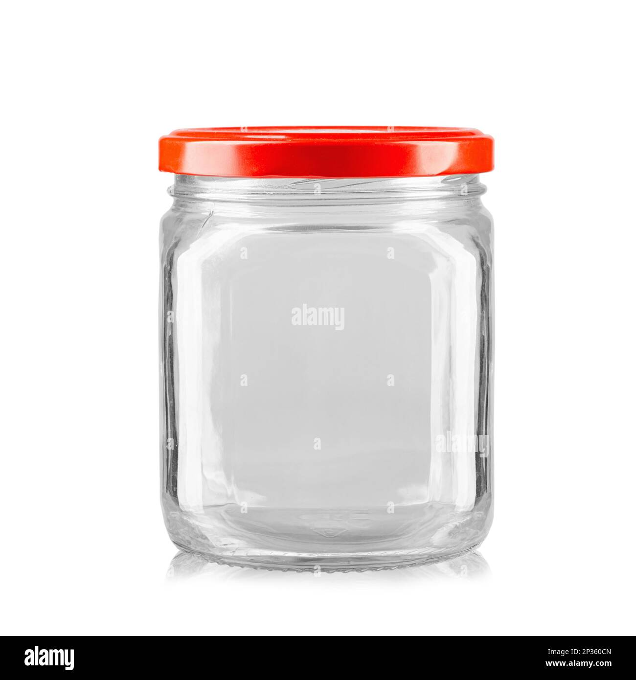 Empty jar with red lid. Isolated on a white background. File contains ...