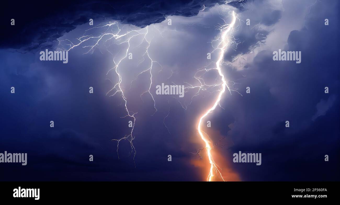night storm and lightning in the clouds. Digital art Stock Photo - Alamy