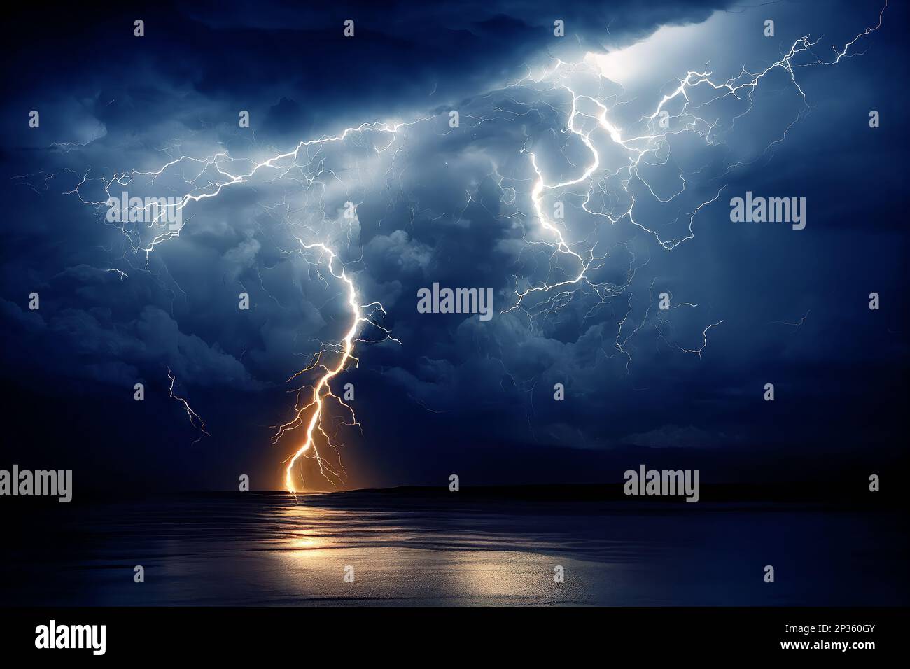 night storm and lightning in the clouds. Digital art Stock Photo - Alamy