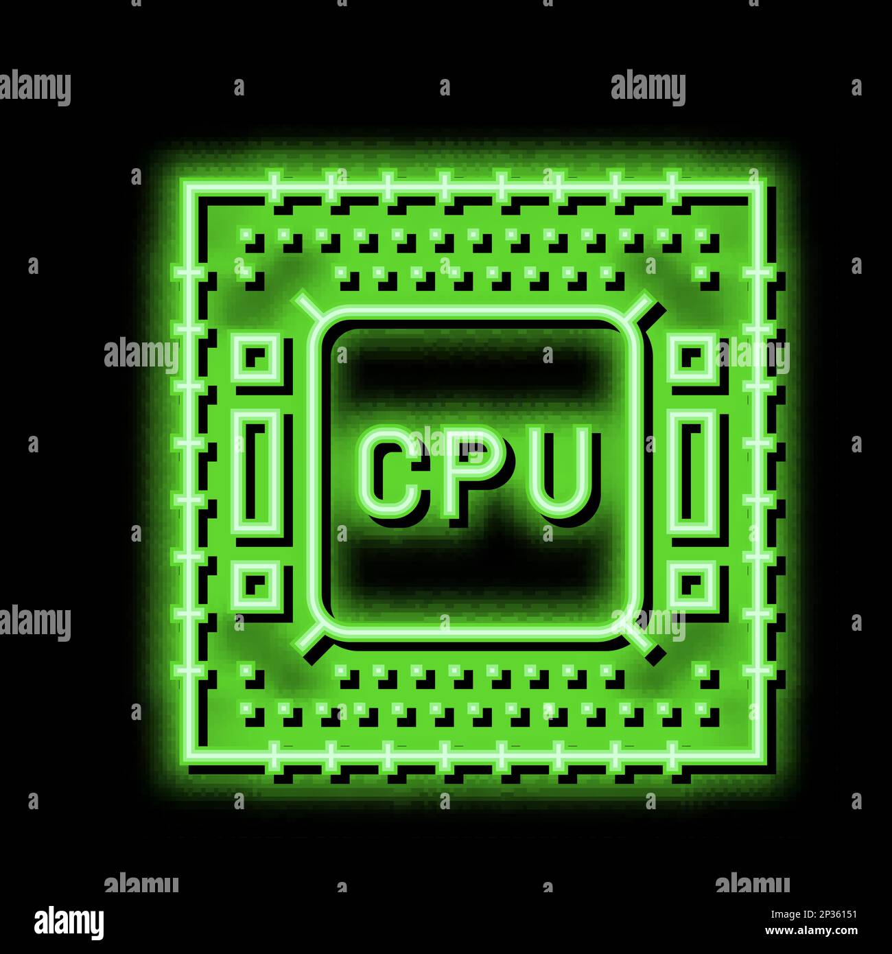cpu semiconductor manufacturing neon glow icon illustration Stock ...