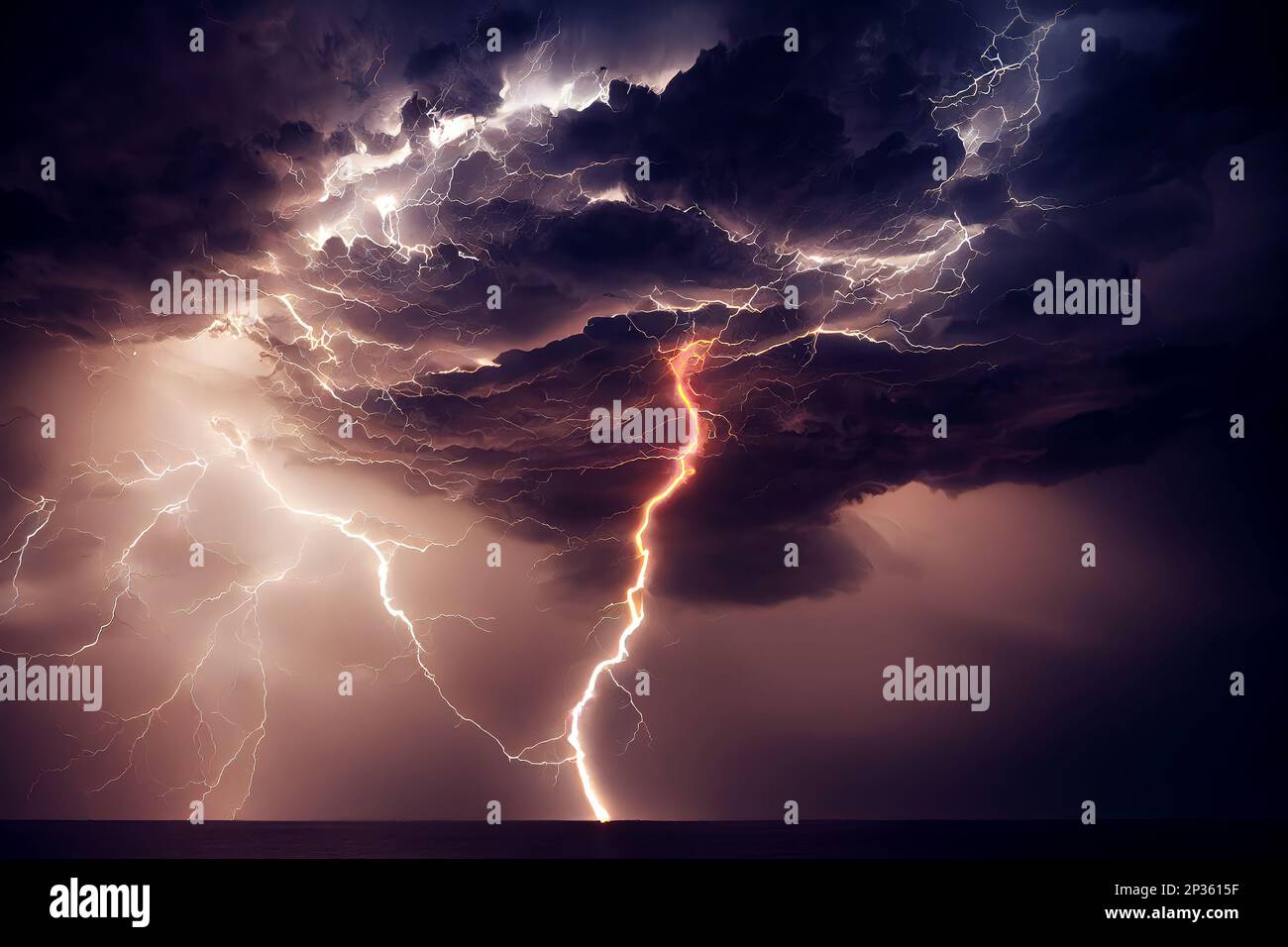 Lightning striking storm painting hi-res stock photography and images ...