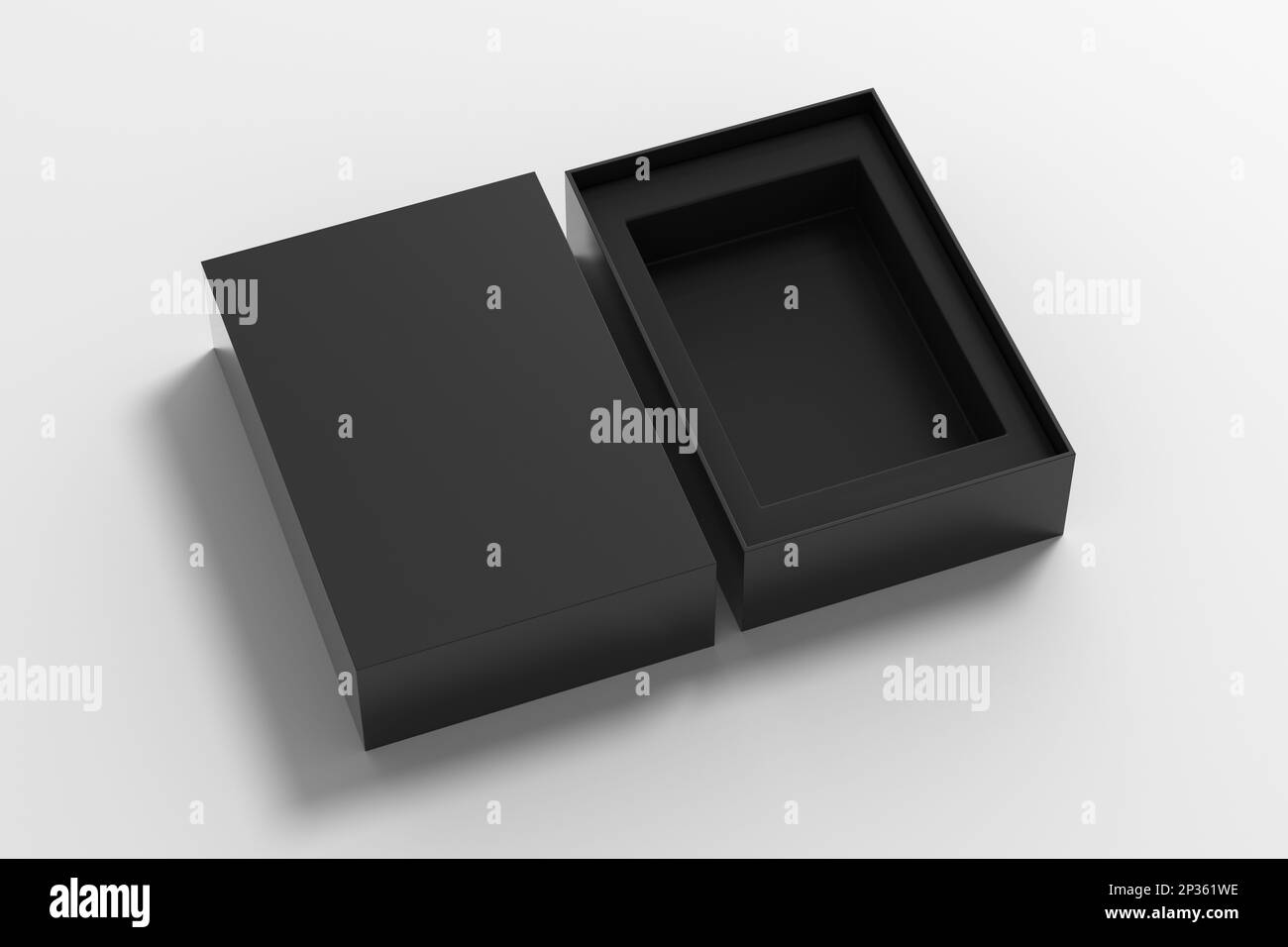 Open black box packaging mockup on white background. Template for your ...