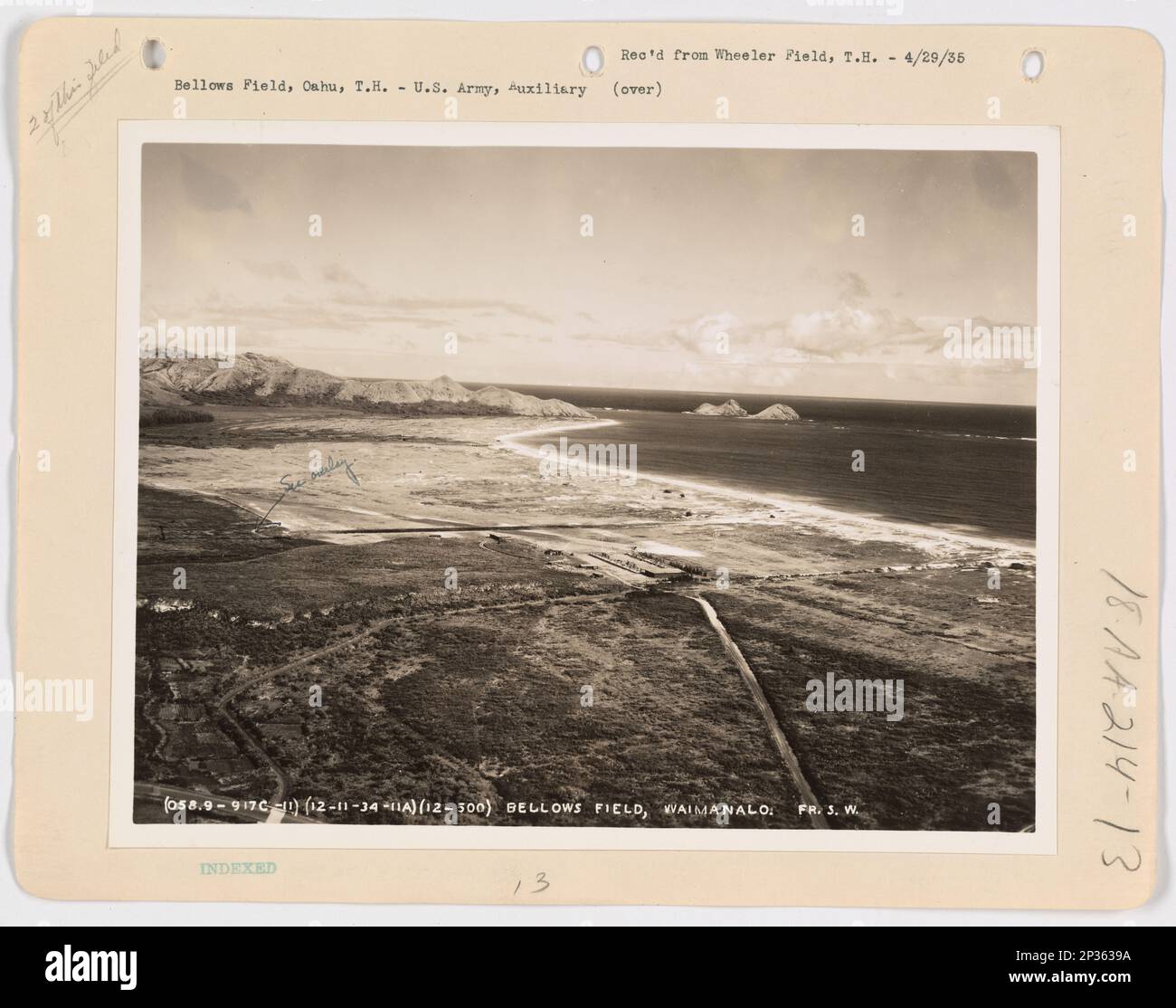 Landing Fields - Hawaii - Oahu Island, Aerial Photograph Stock Photo ...