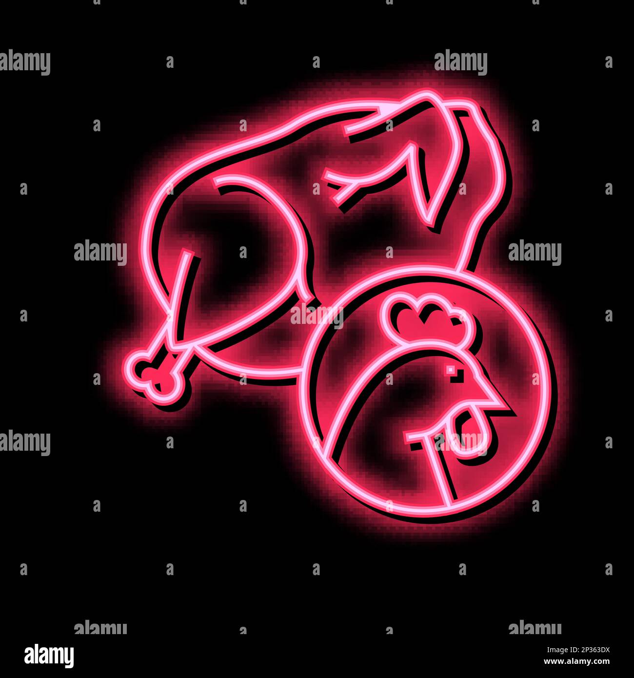 chicken meat carcass neon glow icon illustration Stock Vector Image ...