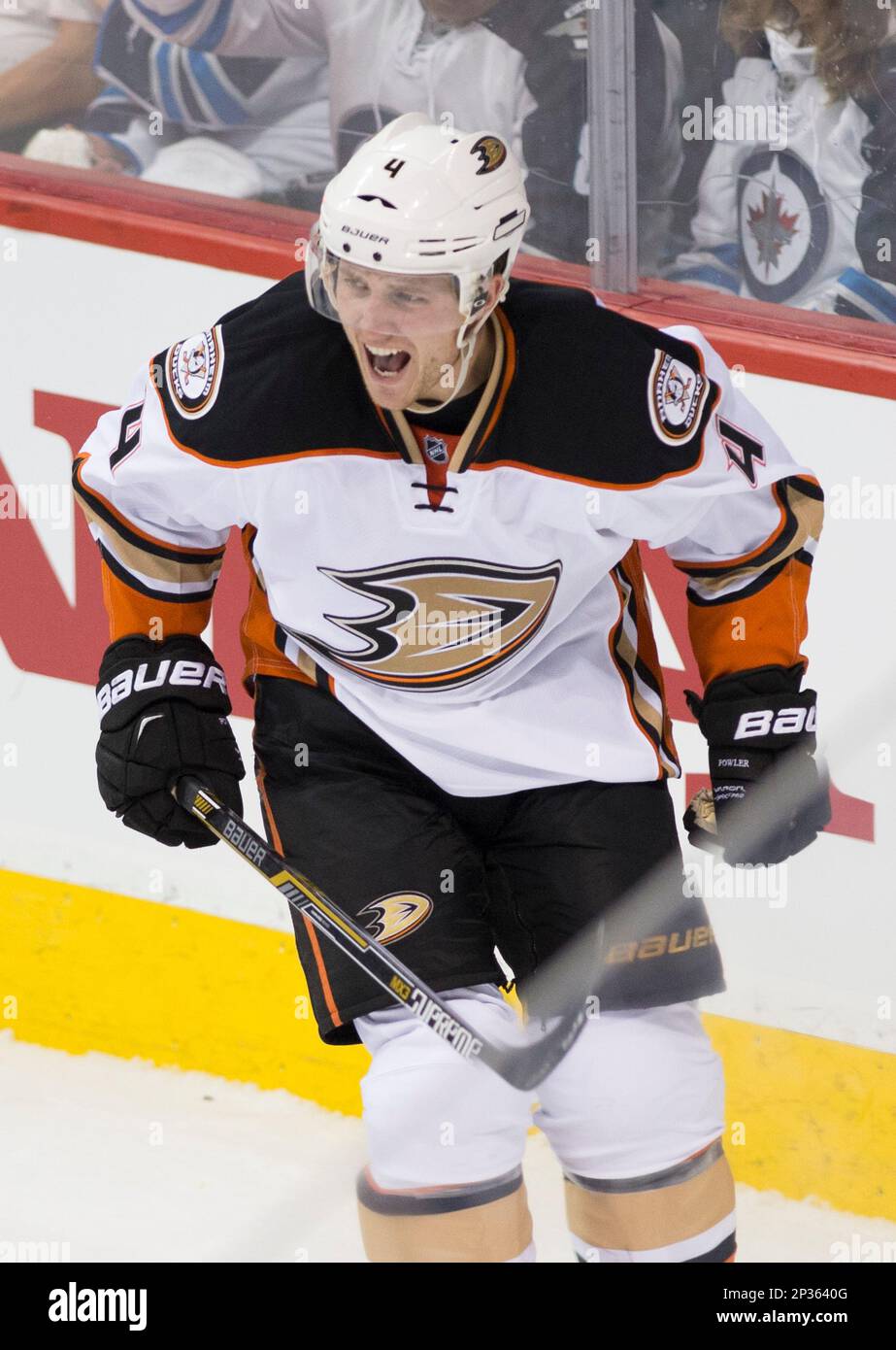 Anaheim Ducks defenseman Cam Fowler (4) celebrates his goal late in the ...