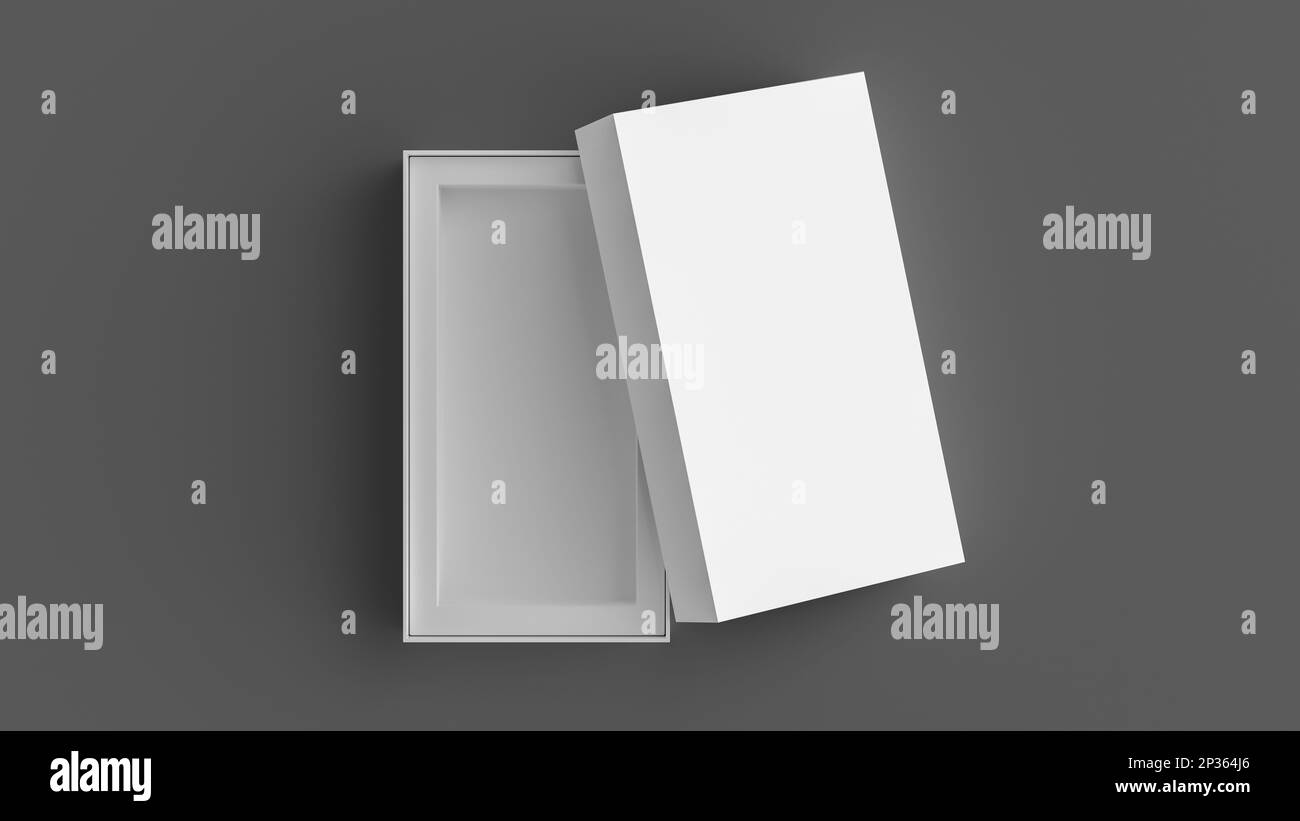Long open box packaging mockup on gray background. Template for your ...