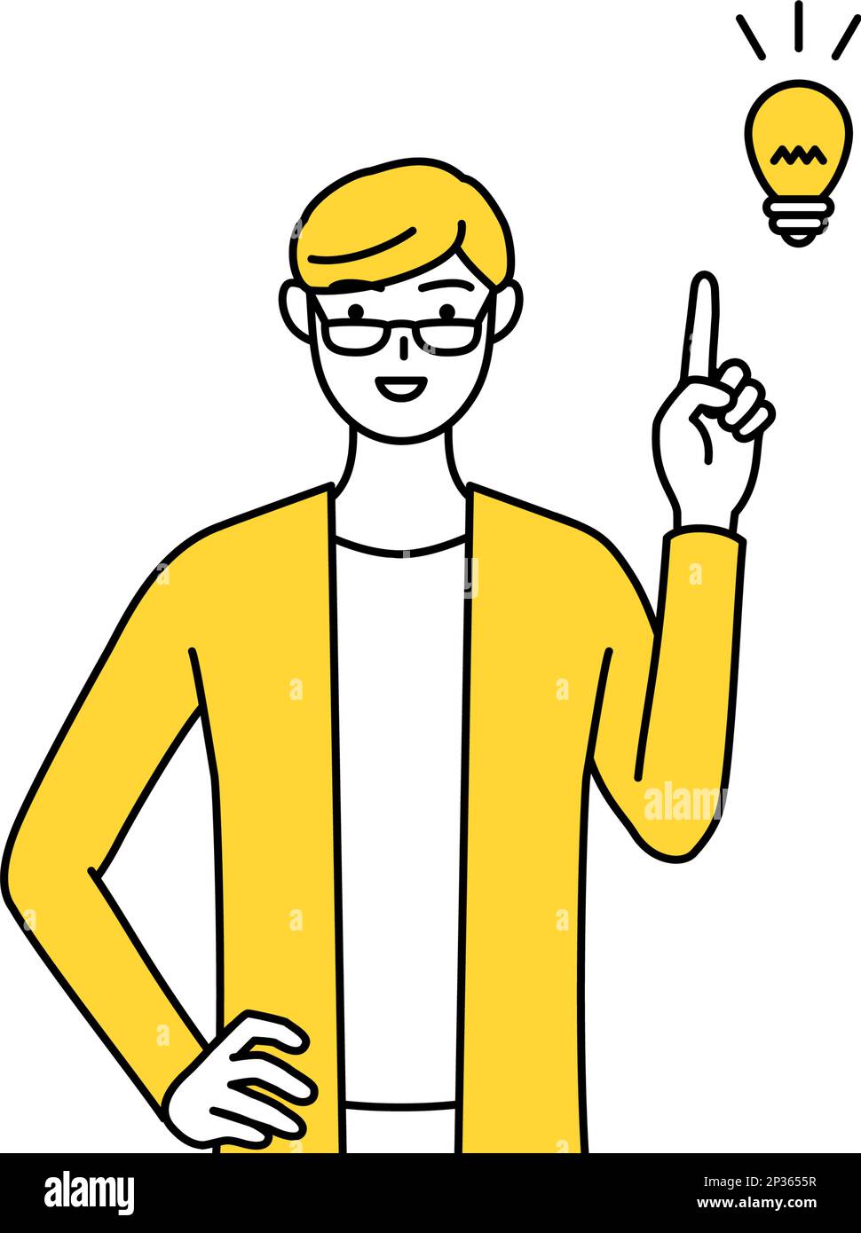 A casually dressed young man coming up with an idea, Vector ...