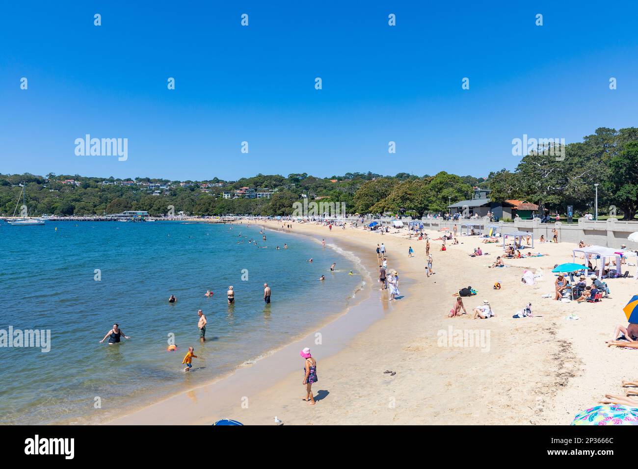 Balmoral Beach Sydney Australia, blue sky sunny day March 2023, people ...