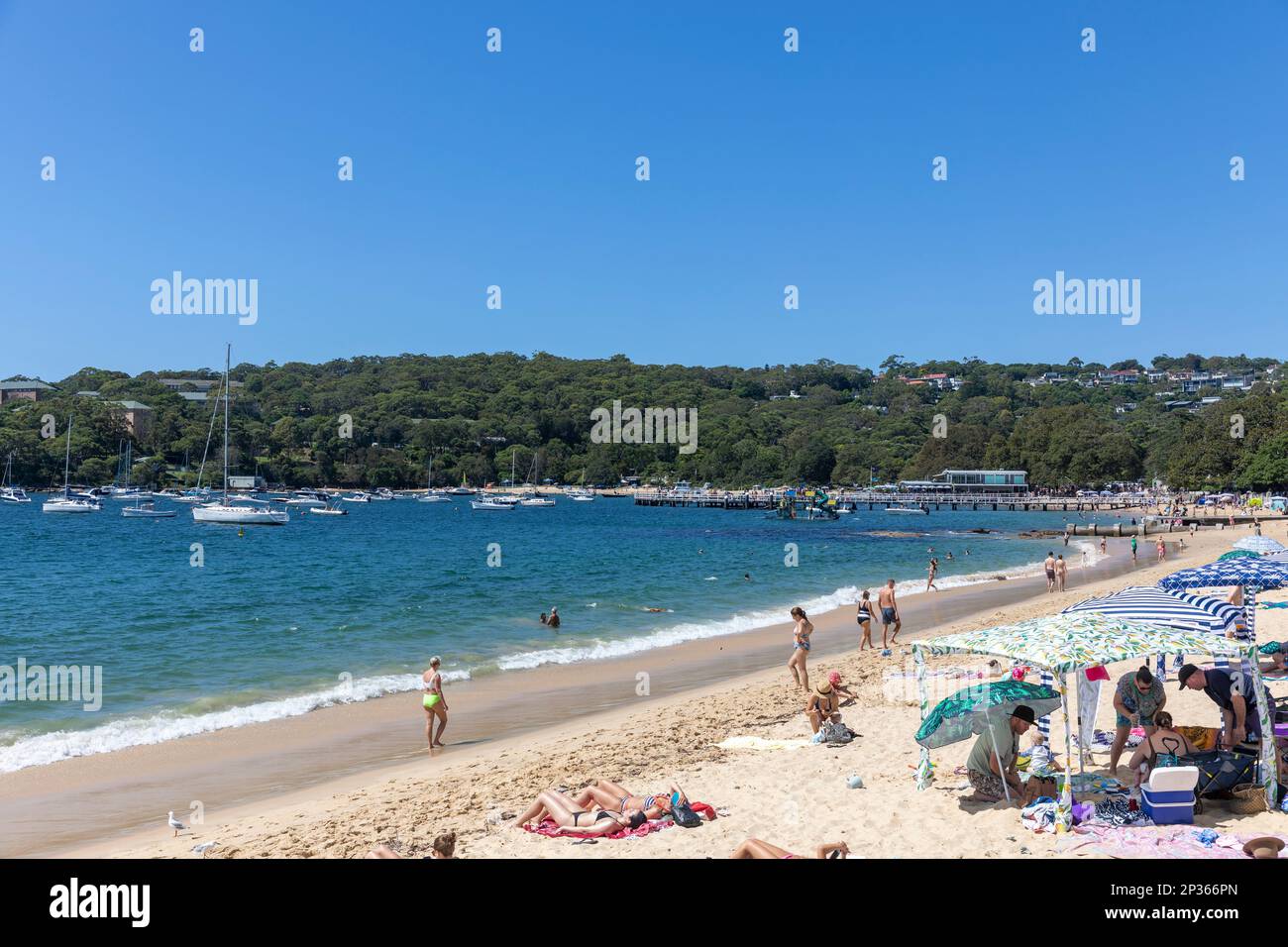 Balmoral Beach Sydney Australia, blue sky sunny day March 2023, people ...