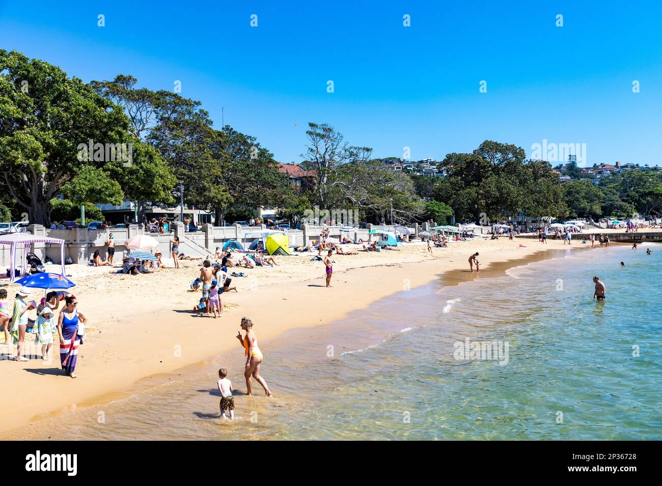Balmoral Beach Sydney Australia, blue sky sunny day March 2023, people ...