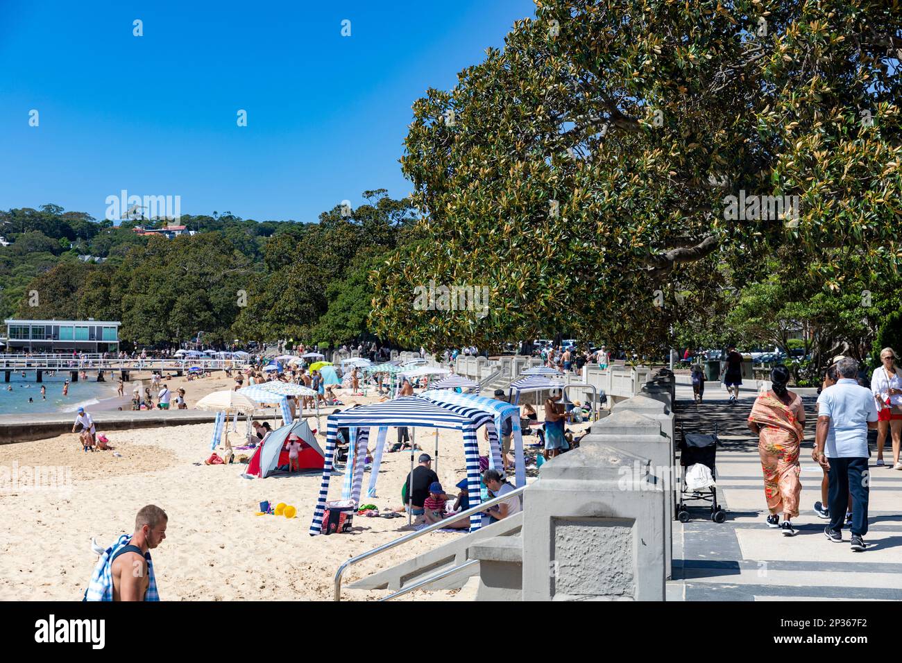 Balmoral Beach Sydney Australia, blue sky sunny day March 2023, people ...