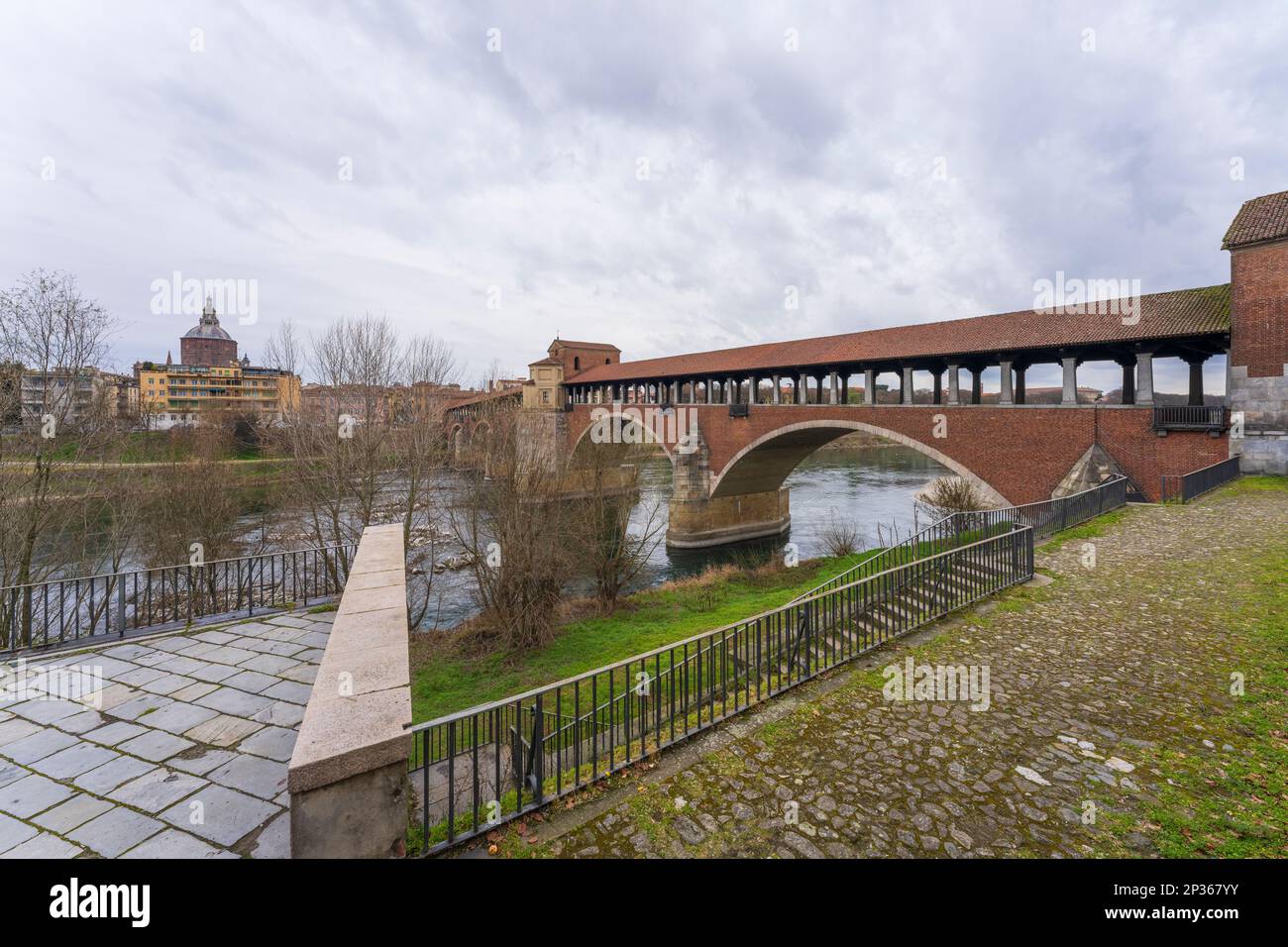 Skyline of Pavia , Ponte Coperto(covered bridge) is a bridge over the ...
