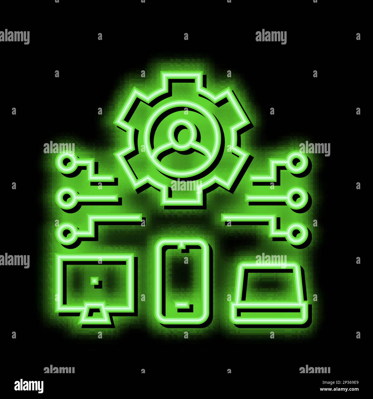 devices connection of user ugc neon glow icon illustration Stock Vector ...