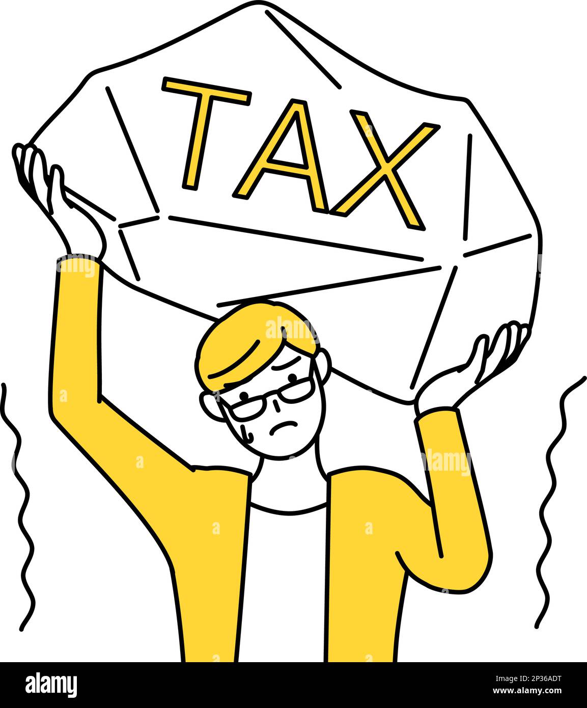 A casually dressed young man suffering from tax increases, Vector ...