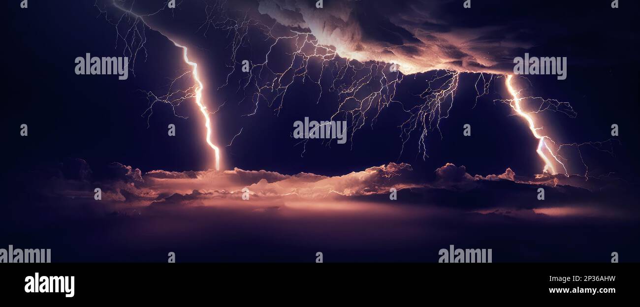 night storm and lightning in the clouds. Digital art Stock Photo - Alamy