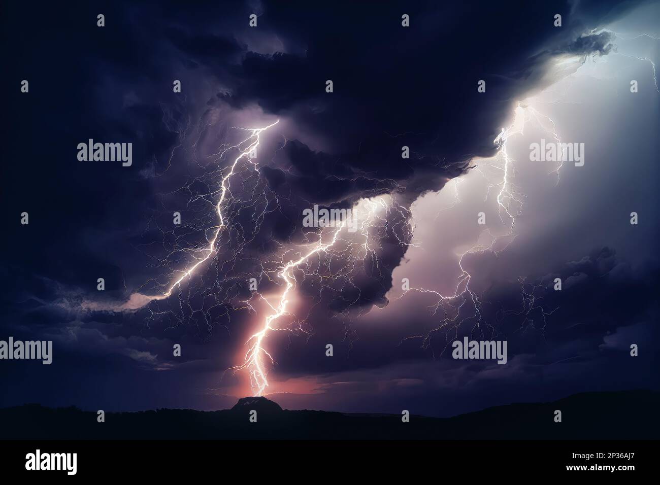 night storm and lightning in the clouds. Digital art Stock Photo - Alamy
