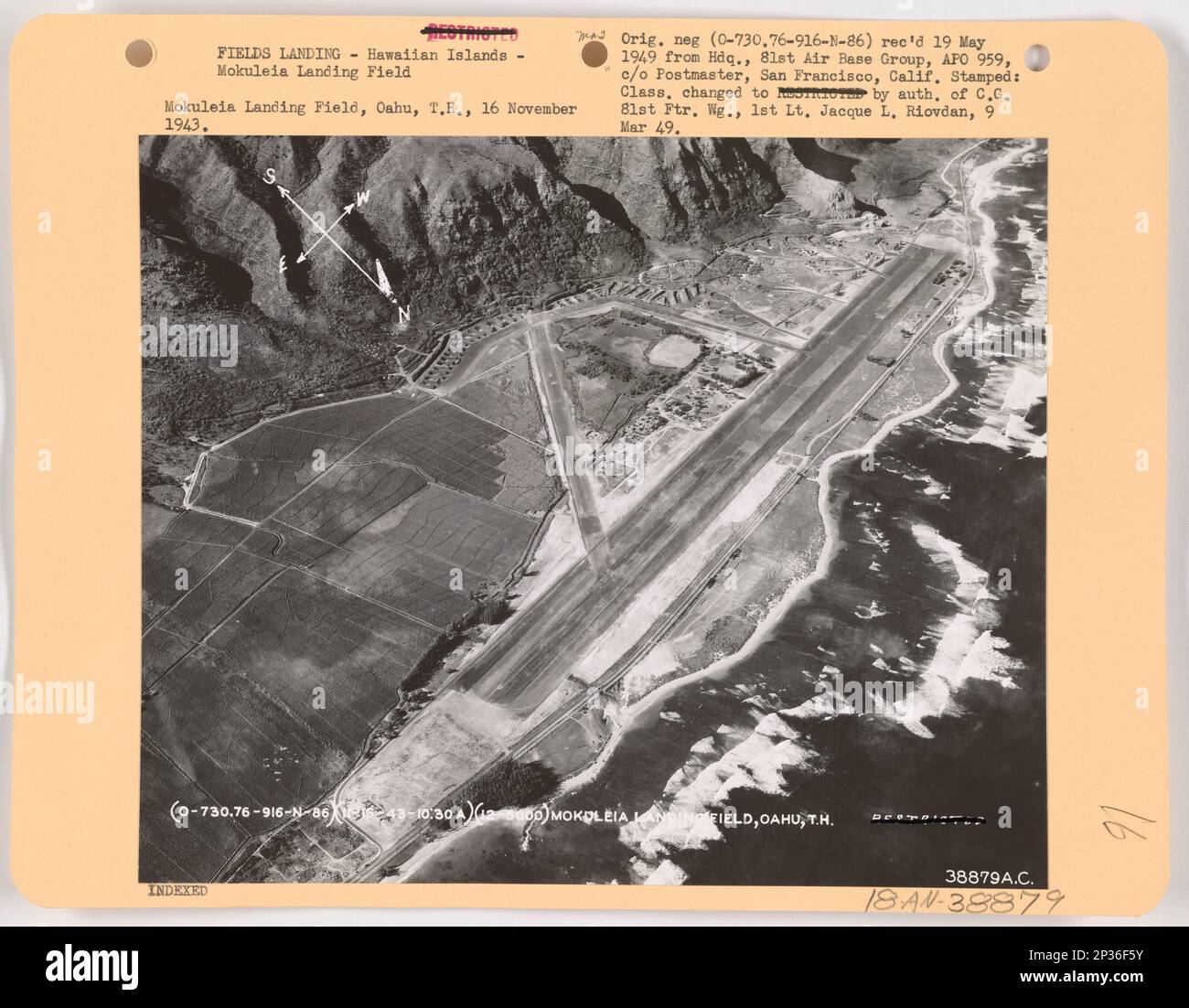 Landing Fields - Hawaii - Oahu Island, Aerial Photograph Stock Photo ...