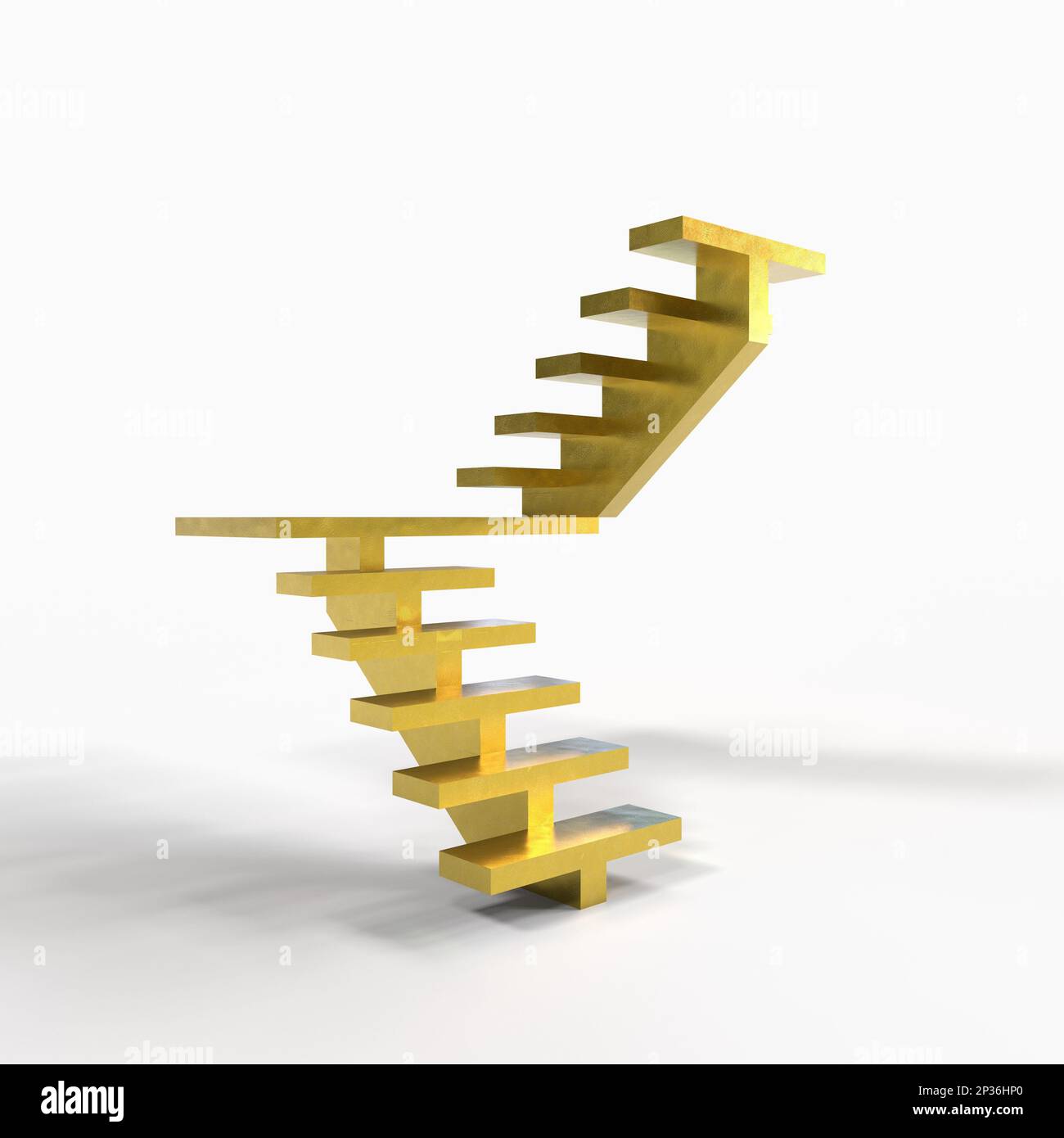 Golden Stairs in isolated white background Stock Photo - Alamy